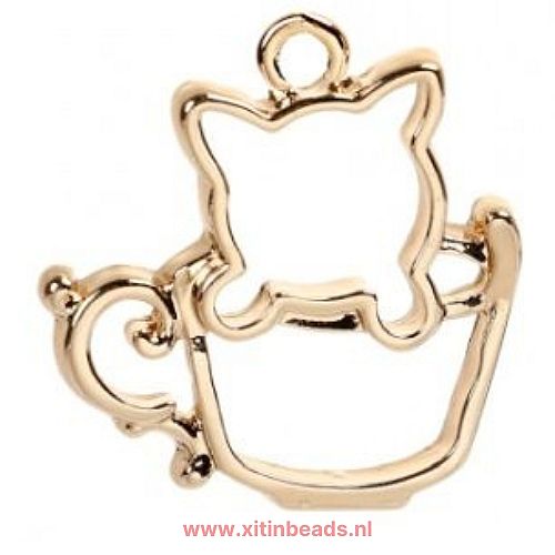 Hanger Katje in Kopje Resin Bezel GOUDKLEUR - Xitin Beads & Jewelry